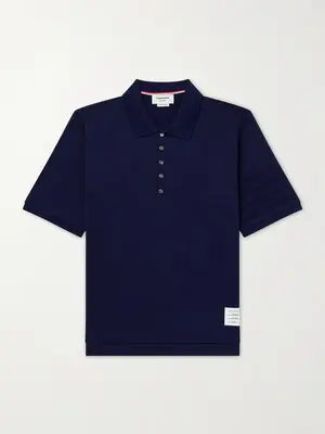 Thom Browne Striped Logo-appliqué Cotton-jersey Polo Shirt