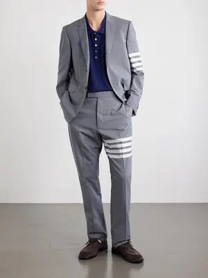 Thom Browne Striped Logo-appliqué Cotton-jersey Polo Shirt