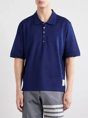 Thom Browne Striped Logo-appliqué Cotton-jersey Polo Shirt