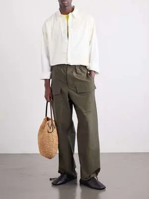 JW Anderson Bulb Leather-trimmed Raffia Tote Bag