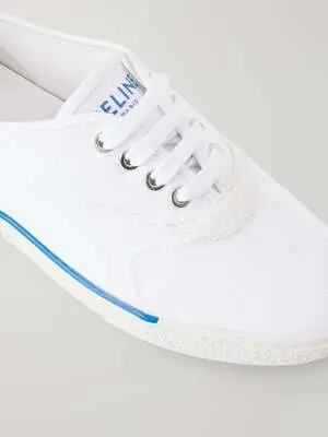 Celine Logo-detailed Suede-trimmed Canvas Sneakers