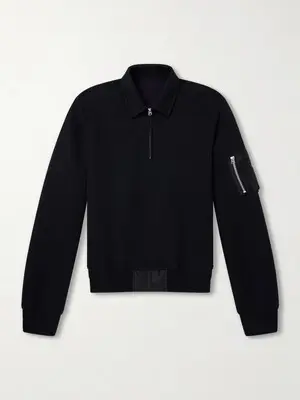 Sacai Cotton-blend Half-zip Sweater - Black