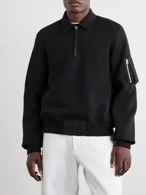 Sacai Cotton-blend Half-zip Sweater - Black