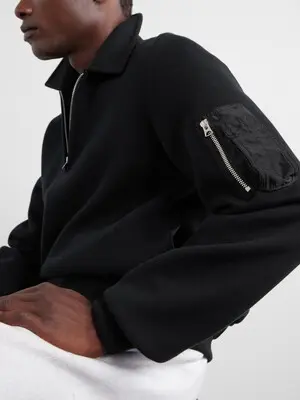 Sacai Cotton-blend Half-zip Sweater - Black