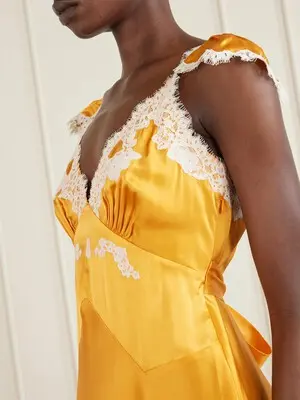 DÔEN Fiona Lace-trimmed Silk-satin Midi Dress