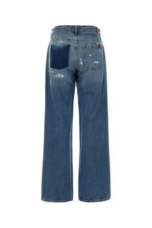 Seven For All Mankind Boyfriend Jeans In Stonewashed Denim With Rips
