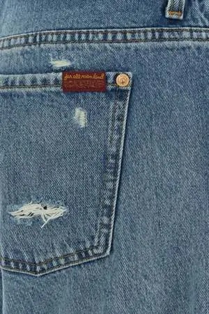 Seven For All Mankind Boyfriend Jeans In Stonewashed Denim With Rips