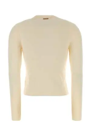 Michael Kors Cream Stretch Wool Blend Cardigan