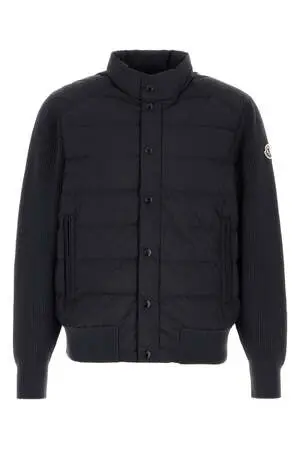 Moncler Navy Cotton Blend Cardigan - Blue