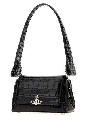 VIVIENNE WESTWOOD Leather Small Hazel Shoulder Bag - Black
