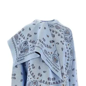 Alanui Bandana Jacquard Virgin Wool Sweater With Detachable Scarf