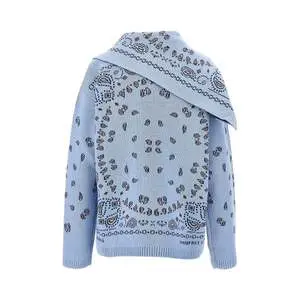 Alanui Bandana Jacquard Virgin Wool Sweater With Detachable Scarf