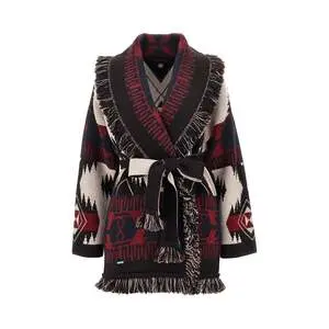 Alanui Icon Jacquard Wool Cardigan - Black