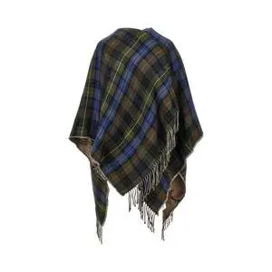 Etro Knitted Cape With Check Motif - Green