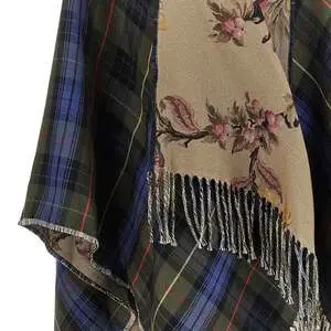 Etro Knitted Cape With Check Motif