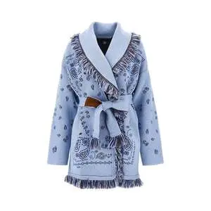 Alanui Bandana Jacquard Wool Cardigan - Blue
