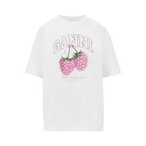 GANNI Cotton T-shirt With 'raspberries' Print - White