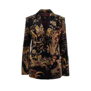 Etro Paisley Velvet Double-breasted Jacket - Black