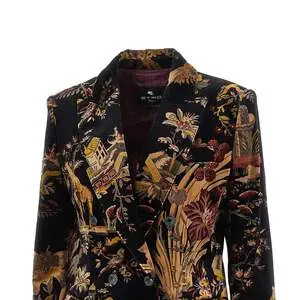 Etro Paisley Velvet Double-breasted Jacket - Black