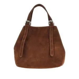 AUTENTICA 504 Suede Leather Small 'galatea' Bag - Brown