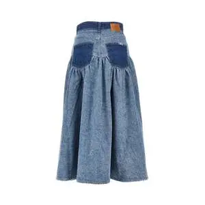 GANNI Cotton Denim Long Skirt
