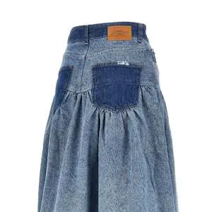 GANNI Cotton Denim Long Skirt