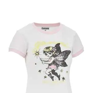 GANNI Cotton T-shirt With Fairy Print