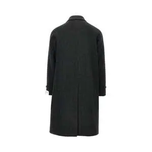 BRERAS Virgin Wool Herringbone Motif Coat