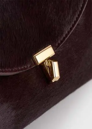 TOTEME Mini T-lock Pony Hair Clutch - Wine
