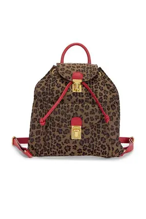 Fendi Leopard Print Canvas Backpack With Leather Accents - Brown