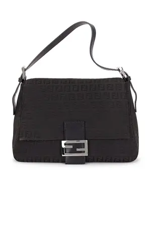 Fendi Zucchino Mama Baguette Shoulder Bag - Black