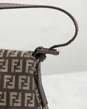 FWRD RENEW Fendi Zucchino Mama Baguette Shoulder Bag - Brown