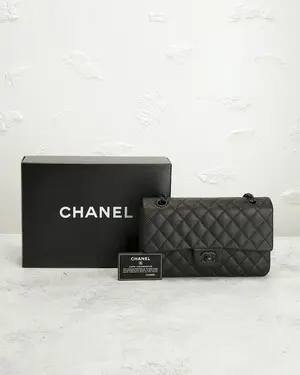 FWRD RENEW Chanel Lambskin So Classic Double Flap Bag - Black