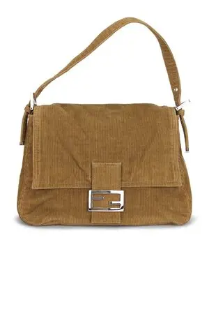 Fendi Corduroy Baguette Shoulder Bag - Brown