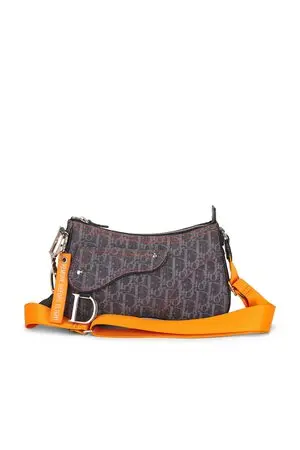 Dior Flight Line Double Saddle Bag In ,orange - Blue