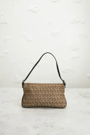 Fendi Zucchino Monogram Canvas Baguette Shoulder Bag