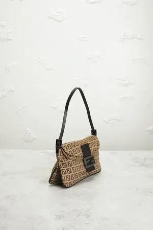 Fendi Zucchino Monogram Canvas Baguette Shoulder Bag
