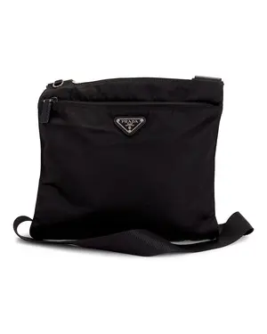 FWRD RENEW Prada Tessuto Flat Messenger Bag