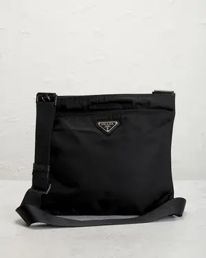 FWRD RENEW Prada Tessuto Flat Messenger Bag