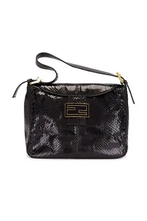Fendi Snakeskin Baguette Shoulder Bag - Black
