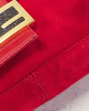 FWRD RENEW Fendi Suede Baguette Shoulder Bag - Red