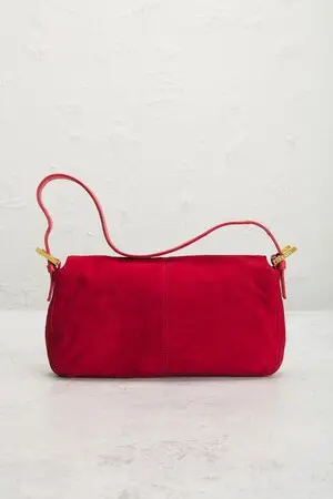 Fendi Suede Baguette Shoulder Bag