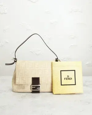 FWRD RENEW Fendi Zucca Mama Forever Baguette Shoulder Bag - Neutral