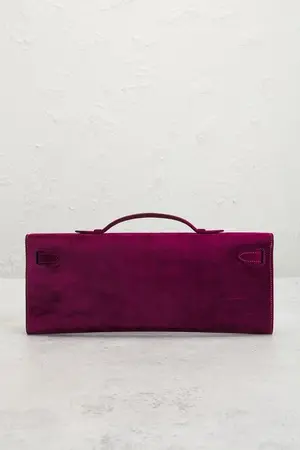 Hermès Kelly Cut Pochette In Burgundy Suede