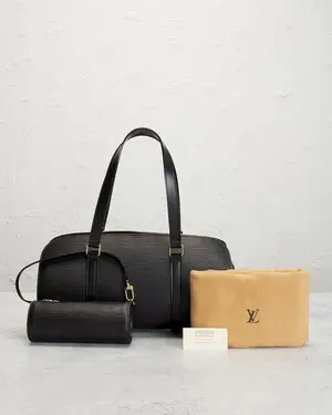 FWRD RENEW Louis Vuitton Epi Soufflot Handbag &amp; Mini Set - Black