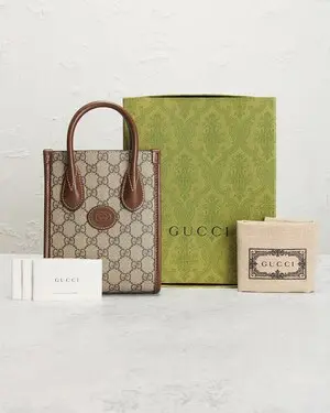 FWRD RENEW Gucci Retro Interlocking G Mini Tote Bag - Neutral
