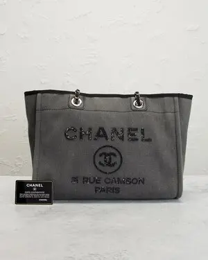 FWRD RENEW Chanel Small Deauville Tote Bag - Gray
