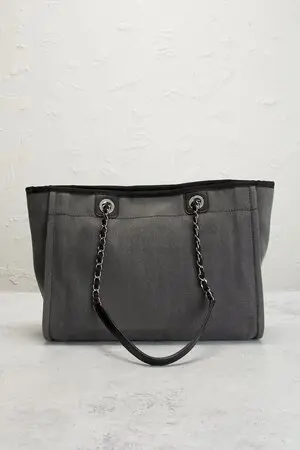 Chanel Small Deauville Tote Bag - Gray