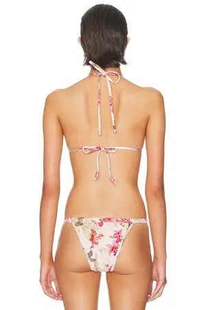 PatBO Orchid Bloom Lycra Triangle Bikini Top In Pink