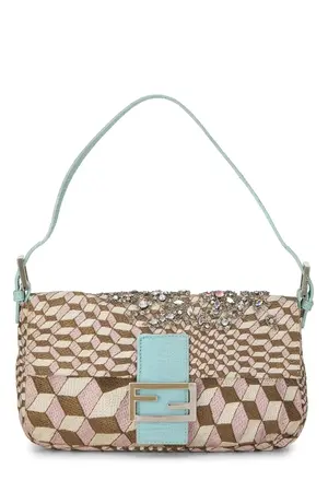 Fendi Multicolor Canvas Embellished Baguette